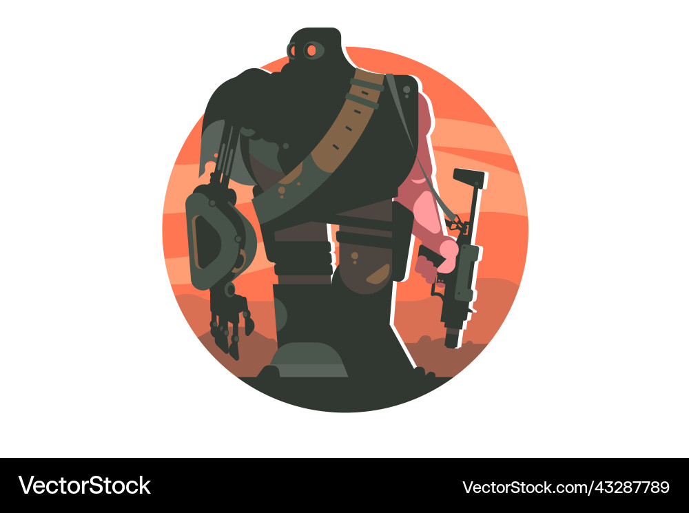 Cartoon cyborg with weapon Royalty Free Vector Image