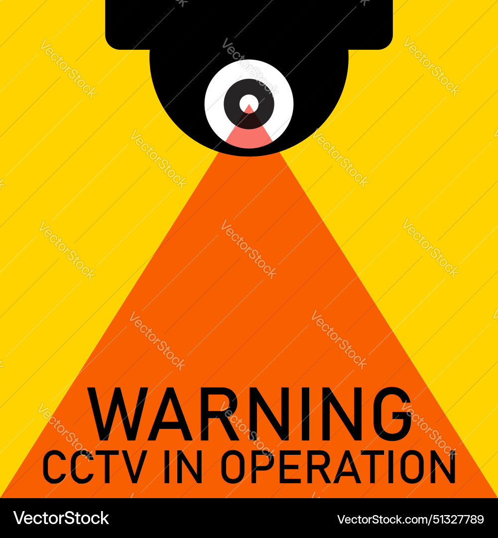 Cctv in operation warning sign Royalty Free Vector Image