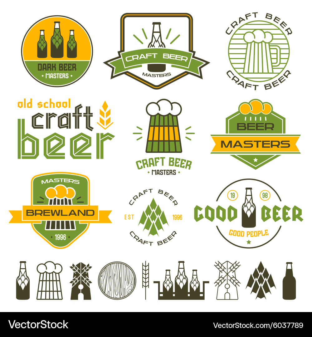 Craft beer brewery emblem Royalty Free Vector Image