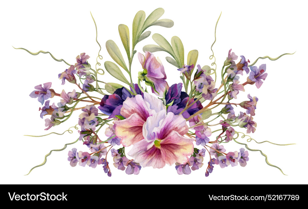 Hand drawn watercolor botanical victorian flowers Vector Image