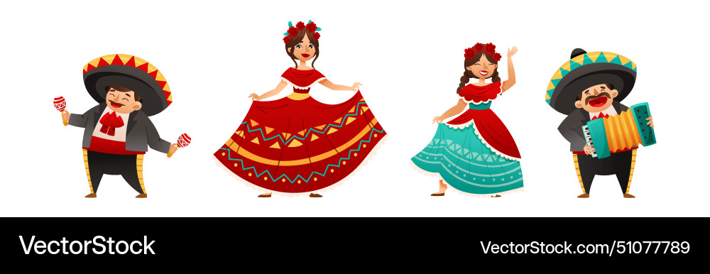 Mexican people character wearing traditional Vector Image
