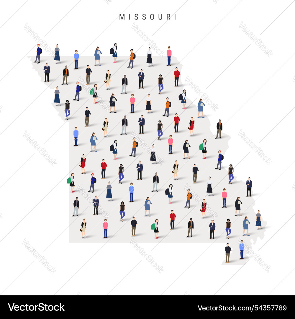 Missouri us state population map large group Vector Image