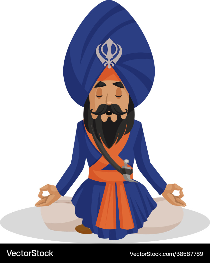 Punjabi nihang sardar cartoon character Royalty Free Vector
