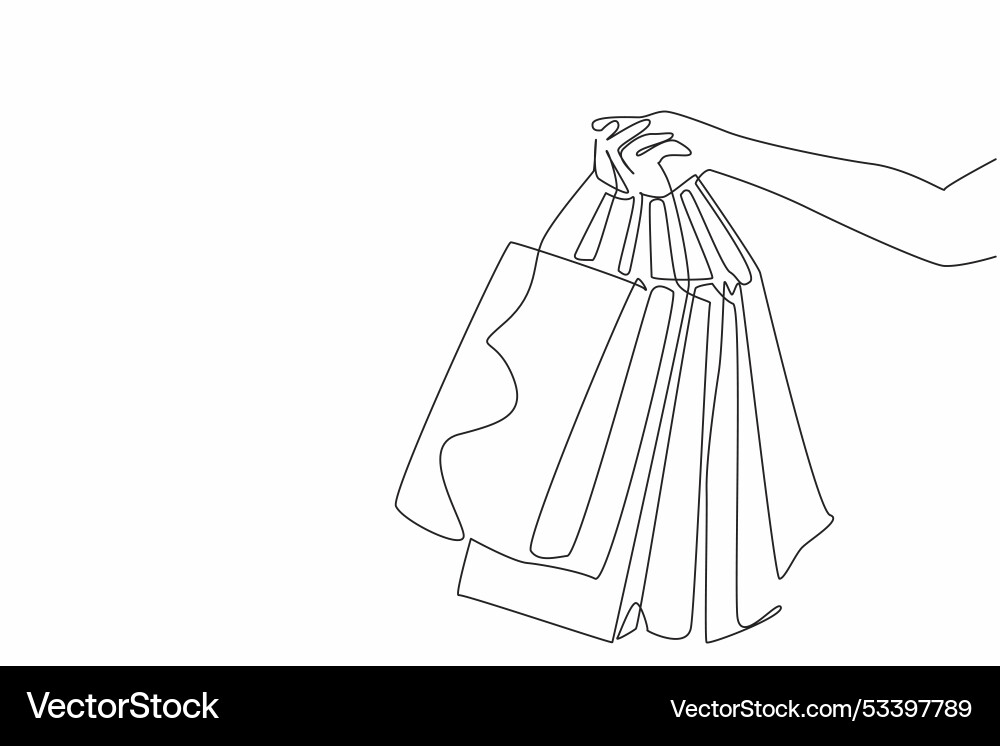 Single continuous line drawing four shopping bags Vector Image