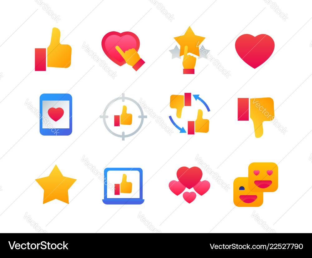 Appreciate & Rate Icons - Flat Style Vector Image
