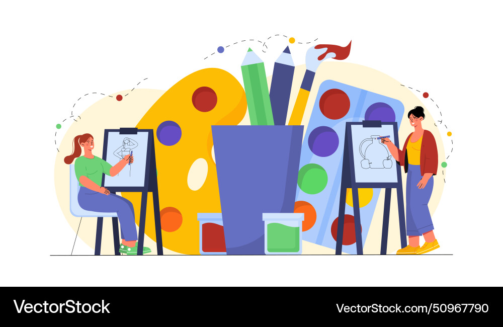 Artists with equipment Royalty Free Vector Image