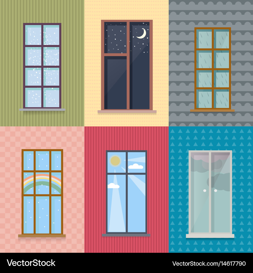 Flat exterior elements set Royalty Free Vector Image