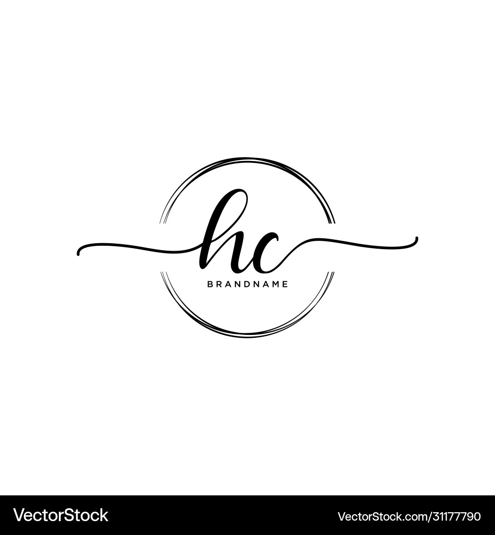 Hc initial handwriting logo with circle template Vector Image