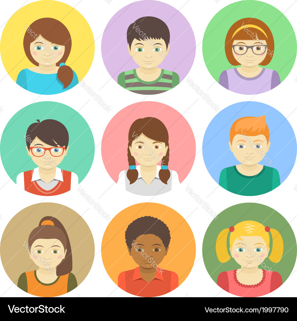 Kids Cartoon Avatars Royalty Free Vector Image
