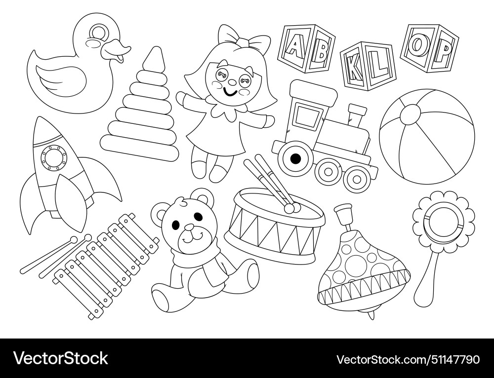 Kids Toy Icons Set - Playtime Collection Vector Image