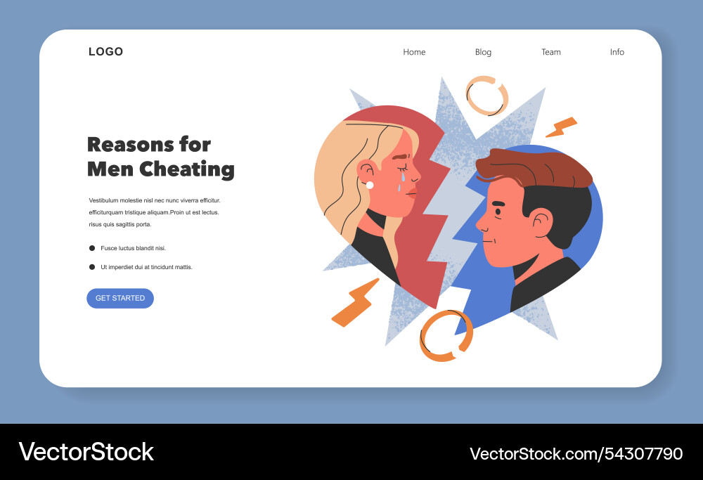 Reasons for men cheating flat Royalty Free Vector Image