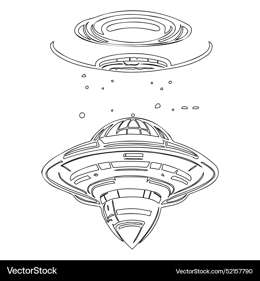 Ufo outline sketch Royalty Free Vector Image - VectorStock
