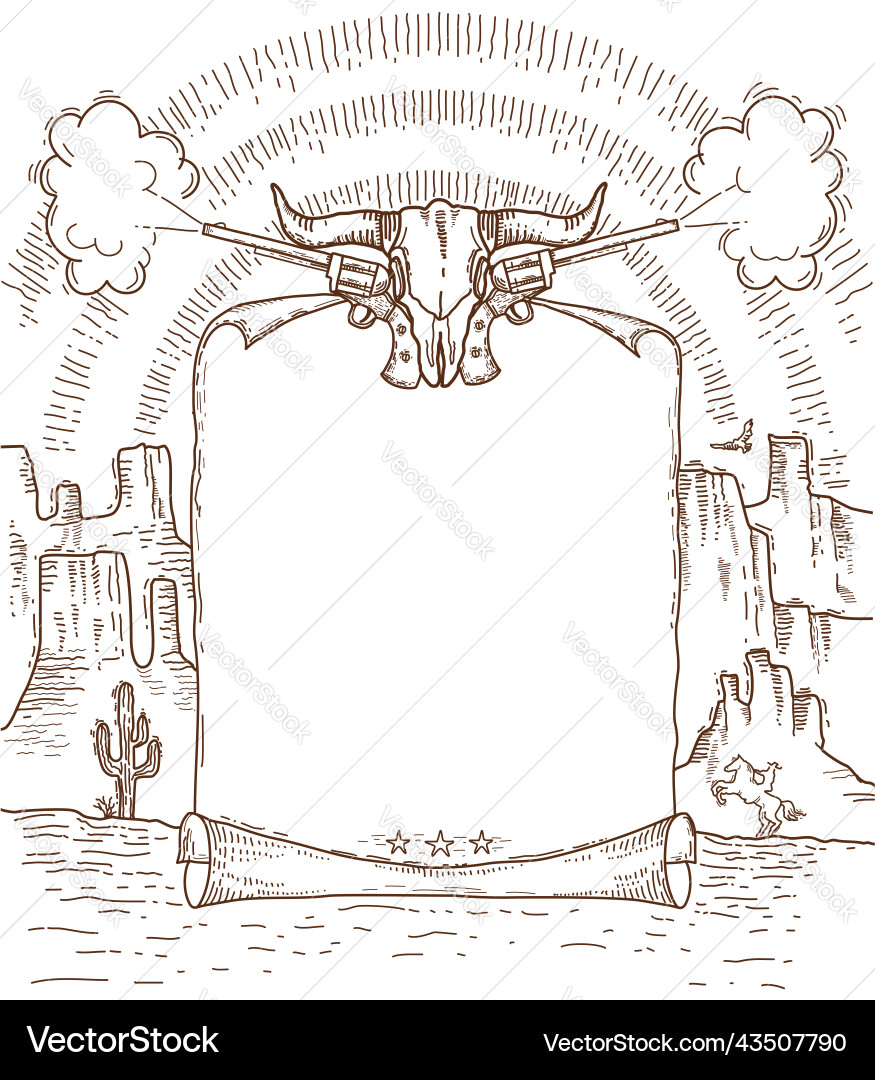 Western paper background for text cowboy wild Vector Image