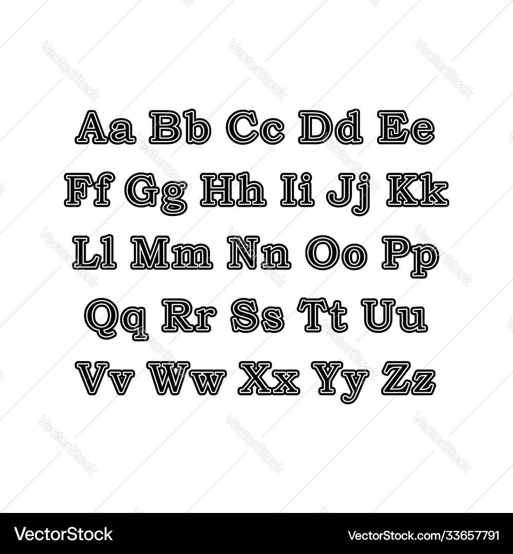 Alphabet set with double outline 2 Royalty Free Vector Image