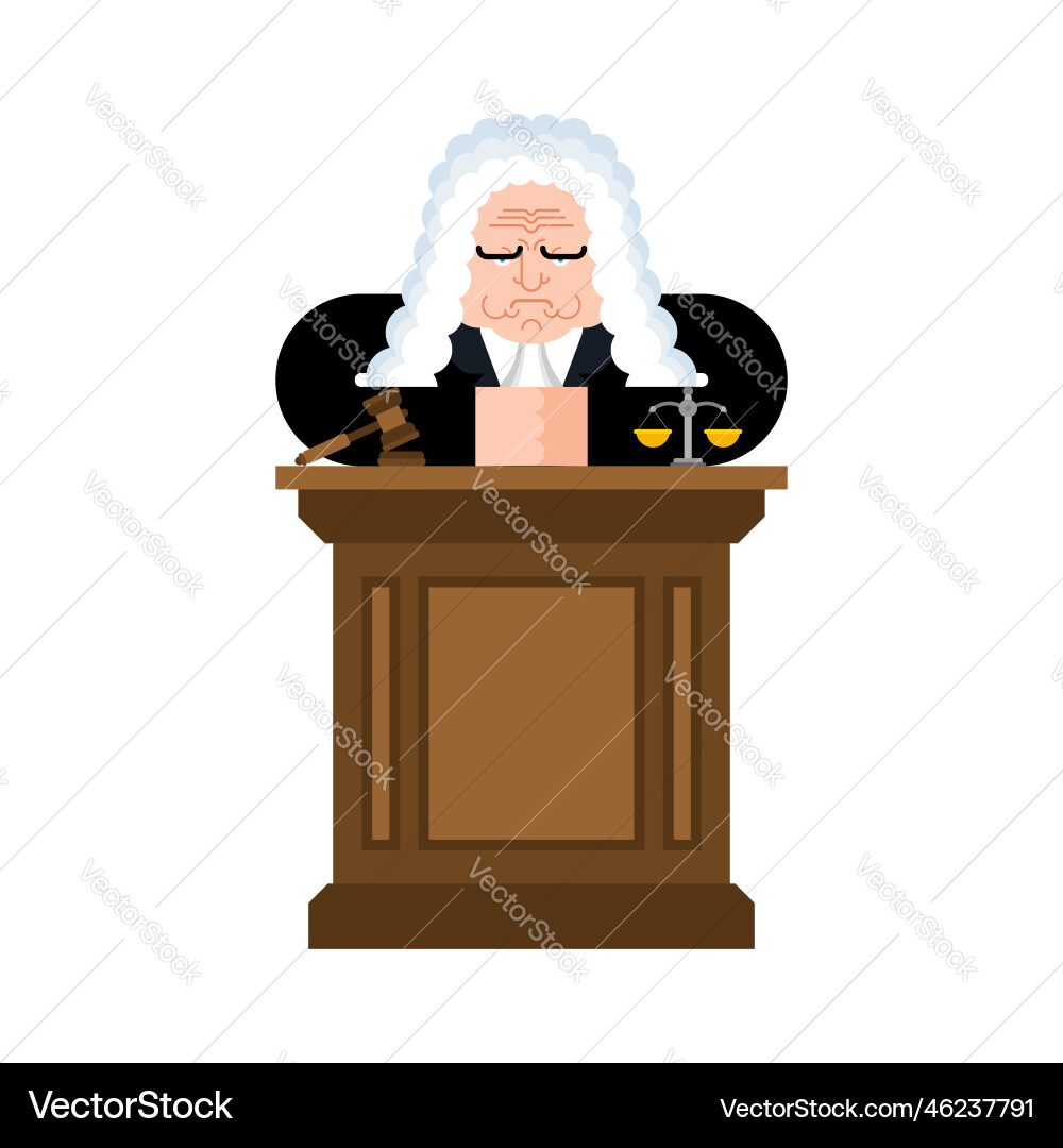 Angry judge strict magistrate cartoon character Vector Image