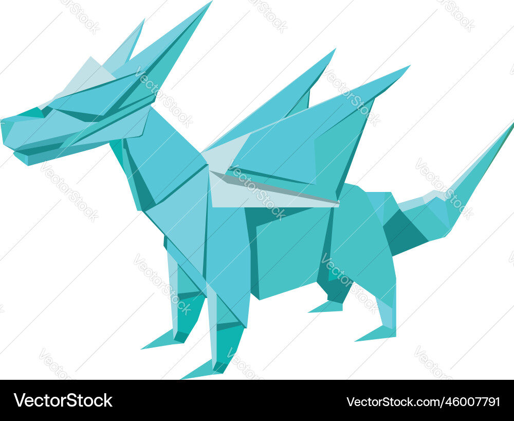Blue origami dragon Royalty Free Vector Image - VectorStock
