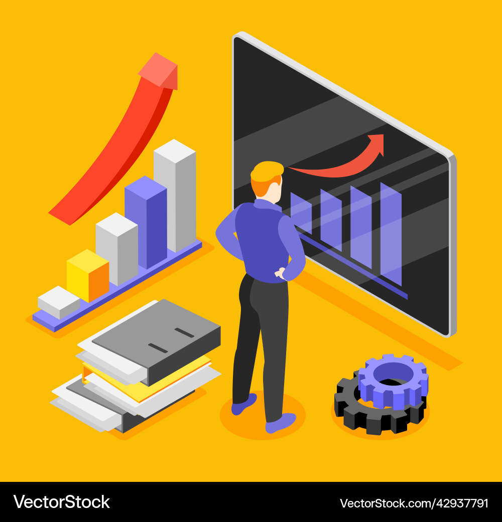 Business training isometric background Royalty Free Vector