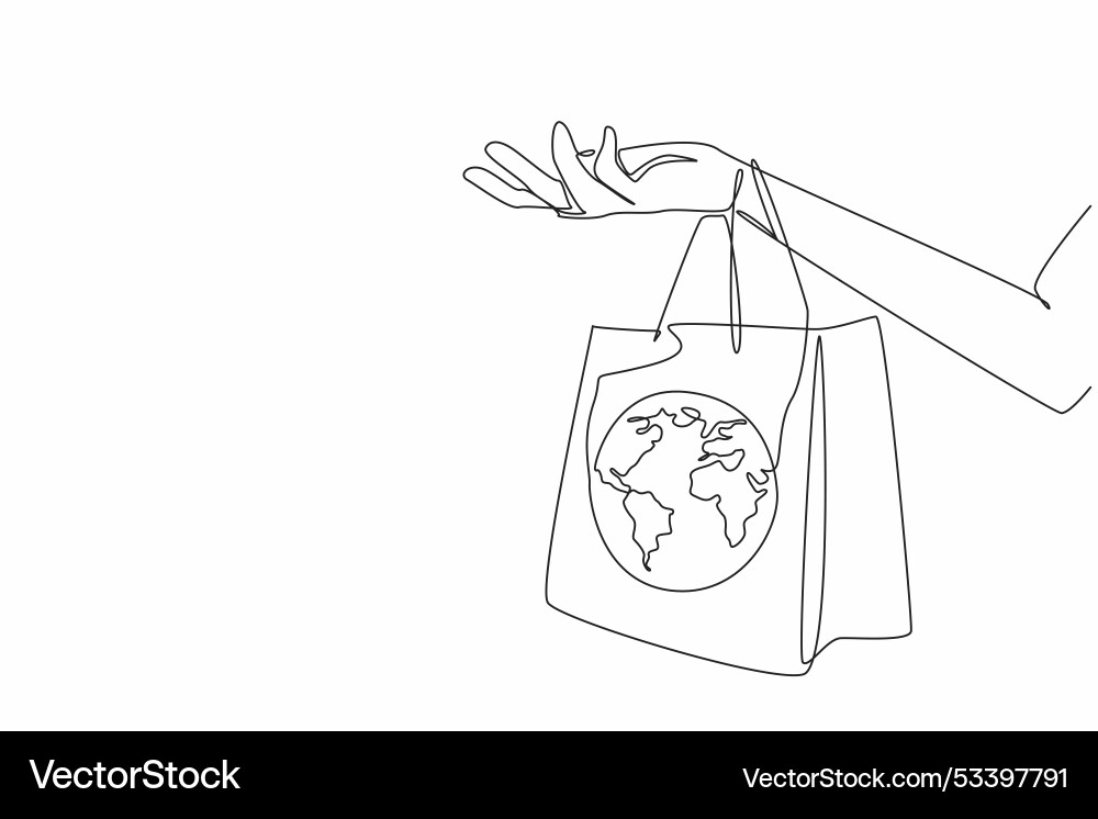 Continuous one line drawing a shopping bag Vector Image