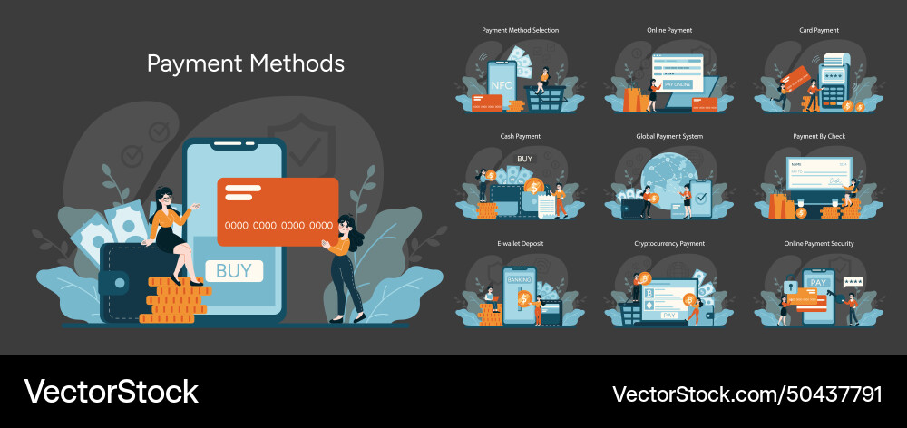 Diverse transaction options for consumers Vector Image