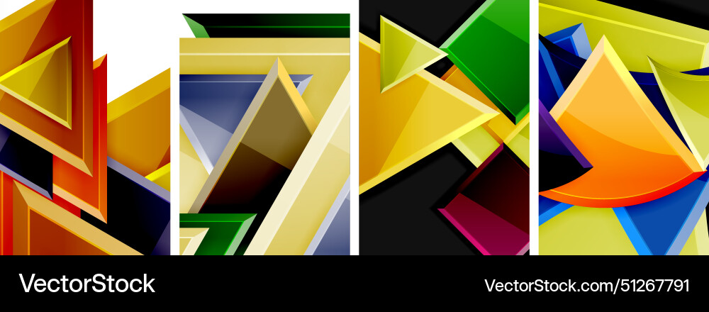 Glossy triangles geometric poster set Royalty Free Vector