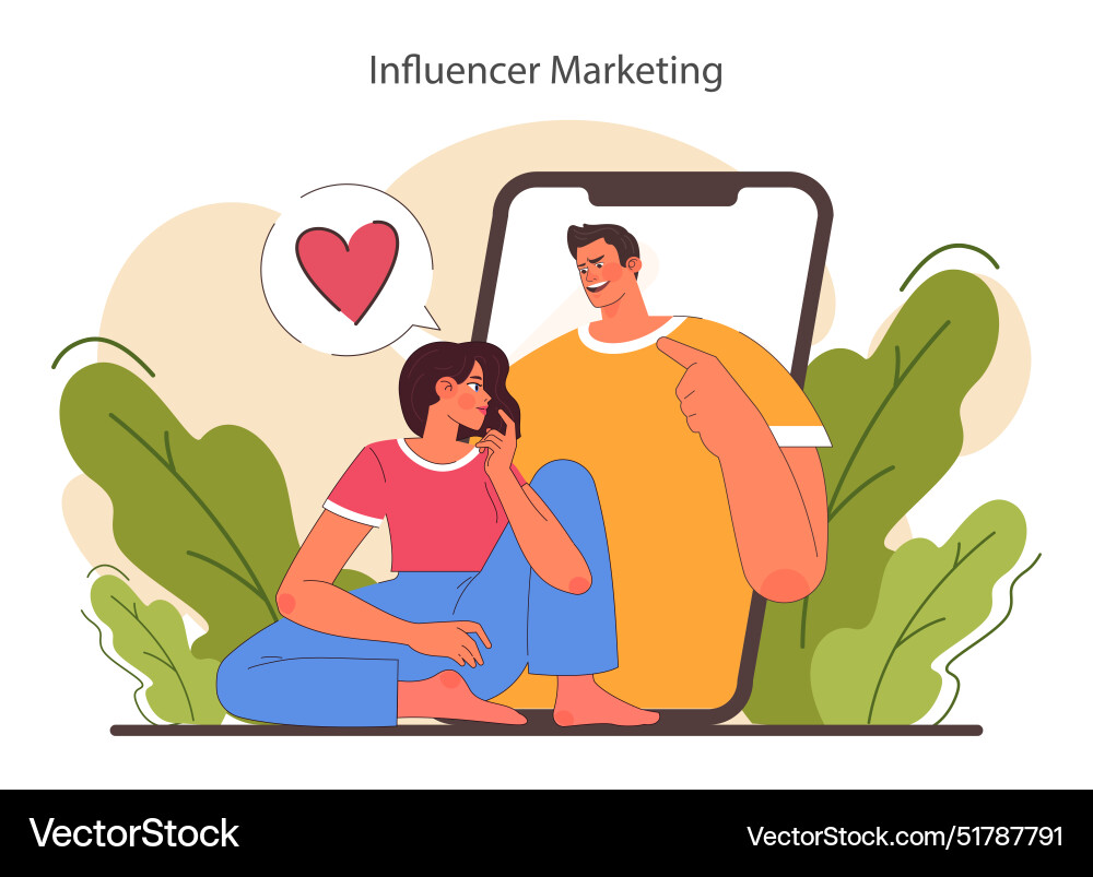 Influencer marketing social media or e-commerece Vector Image