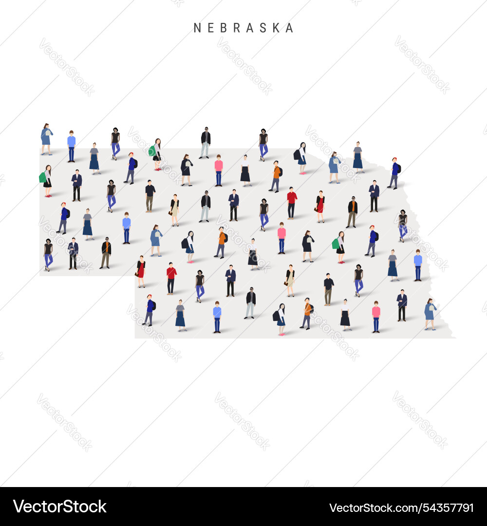 Nebraska us state population map large group of Vector Image