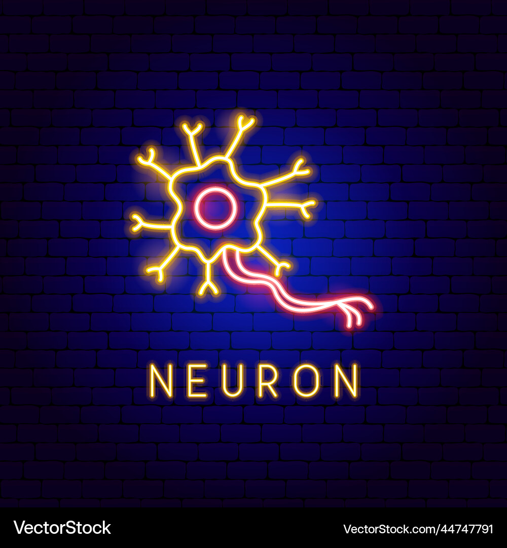 Neuron neon label Royalty Free Vector Image - VectorStock