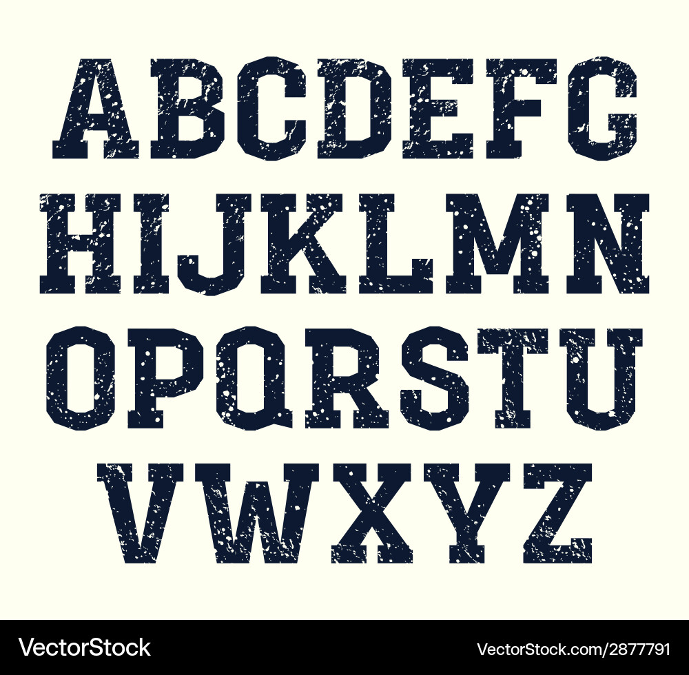 Rectangular serif font in the style of college Vector Image