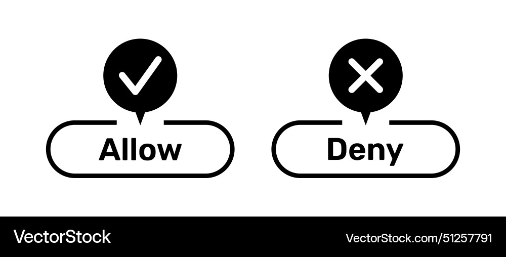 Right and wrong symbols with allow deny Royalty Free Vector