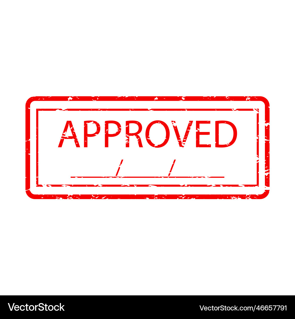 Rubber stamp approved with place for date Vector Image