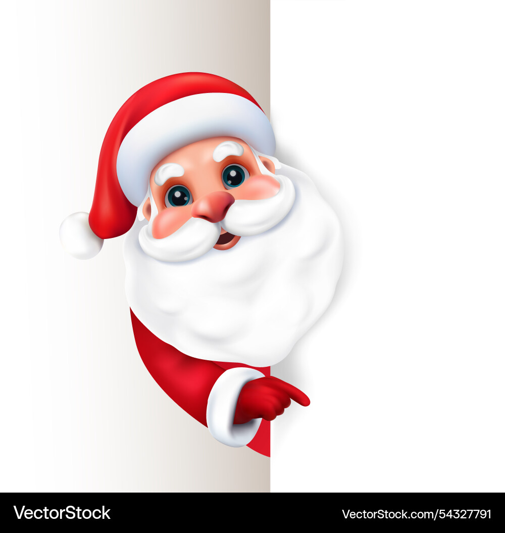 Santa claus 3d with vertical blank sign Royalty Free Vector