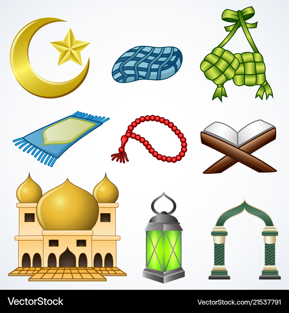 Set collection of ramadan element Royalty Free Vector Image