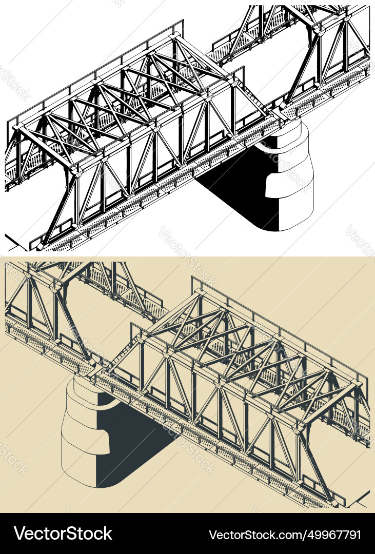Truss bridge close up Royalty Free Vector Image