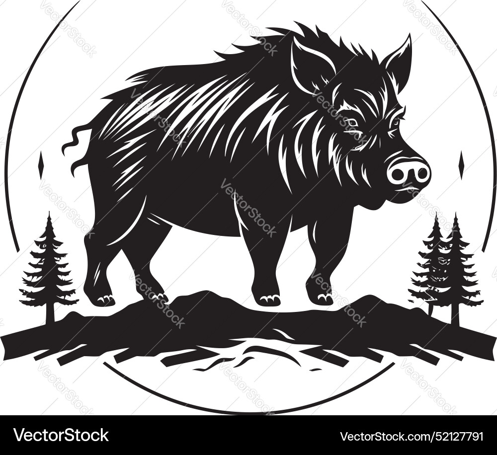 Tusker thunder wild boar emblematic logo Vector Image