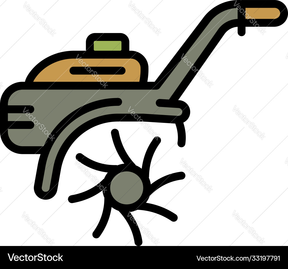 Walk-behind tractor icon outline style Royalty Free Vector