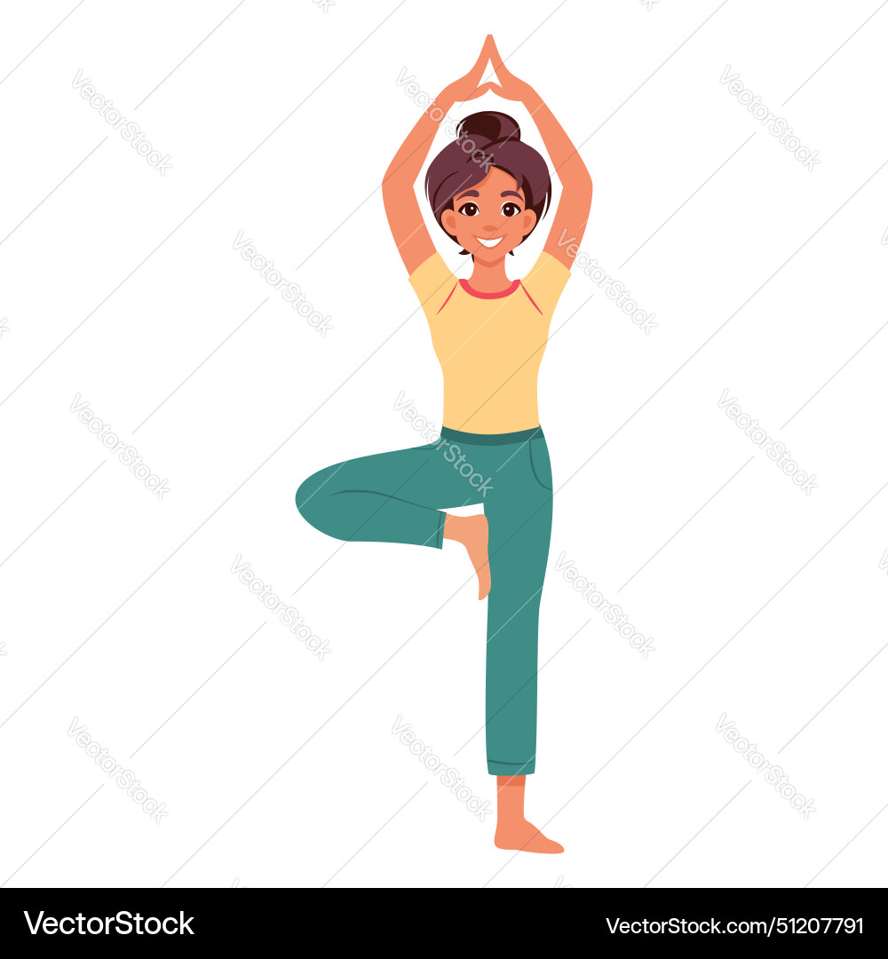 Young woman doing yoga tree pose Royalty Free Vector Image