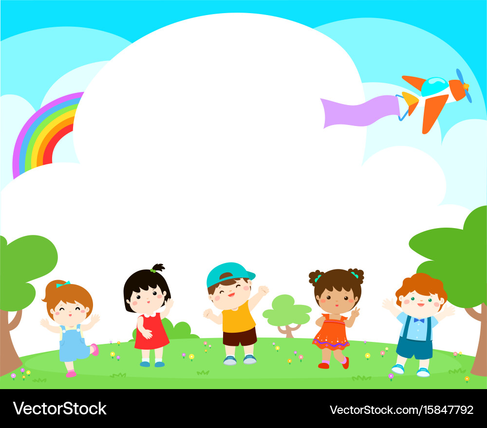 Blank template happy kids poster design Royalty Free Vector