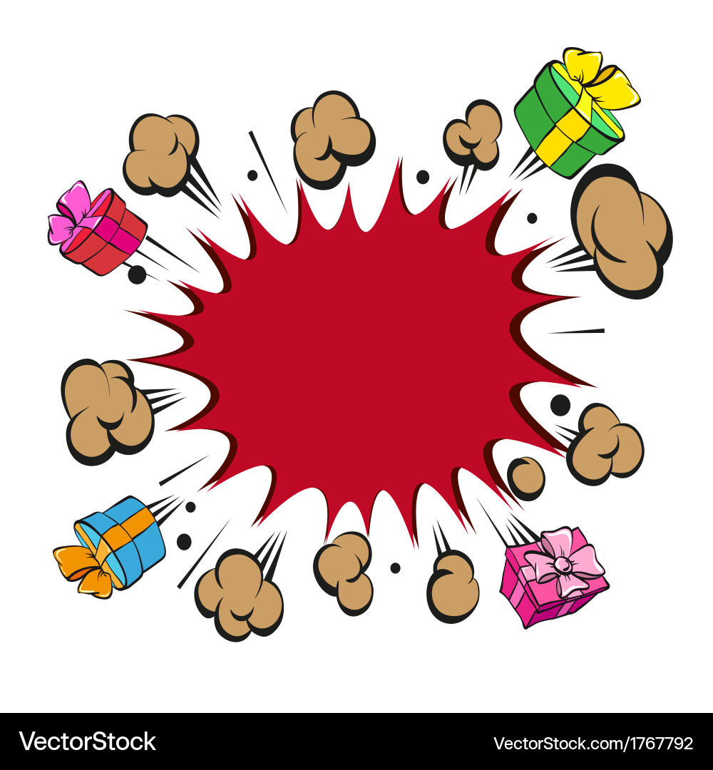 Comic book explosion present Royalty Free Vector Image