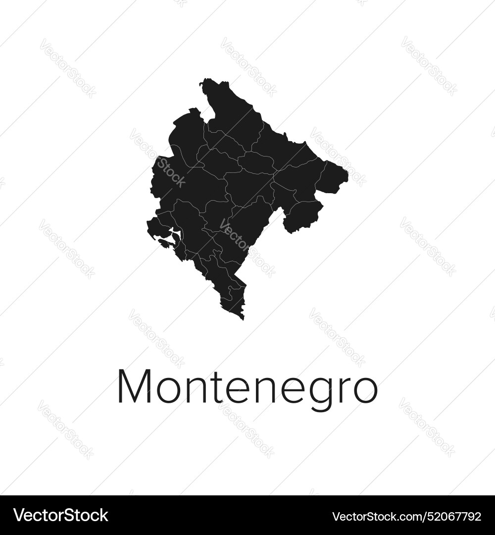 Montenegro map - silhouette outline Royalty Free Vector