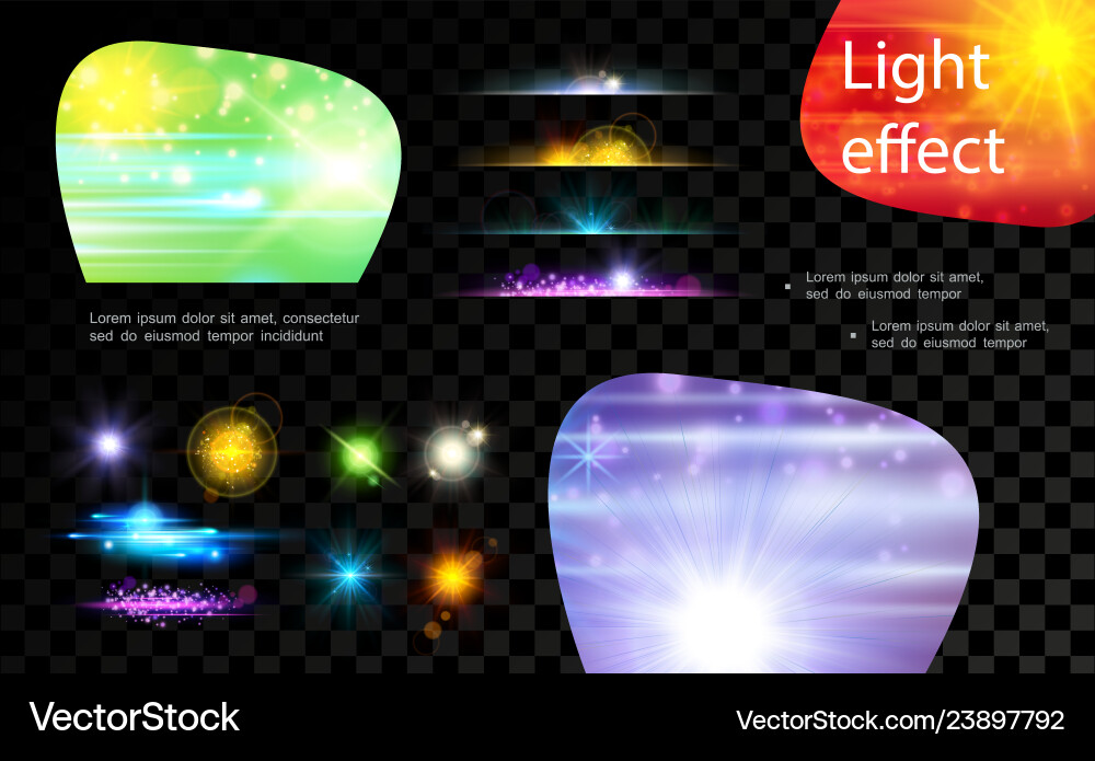Realistic light effects collection Royalty Free Vector Image