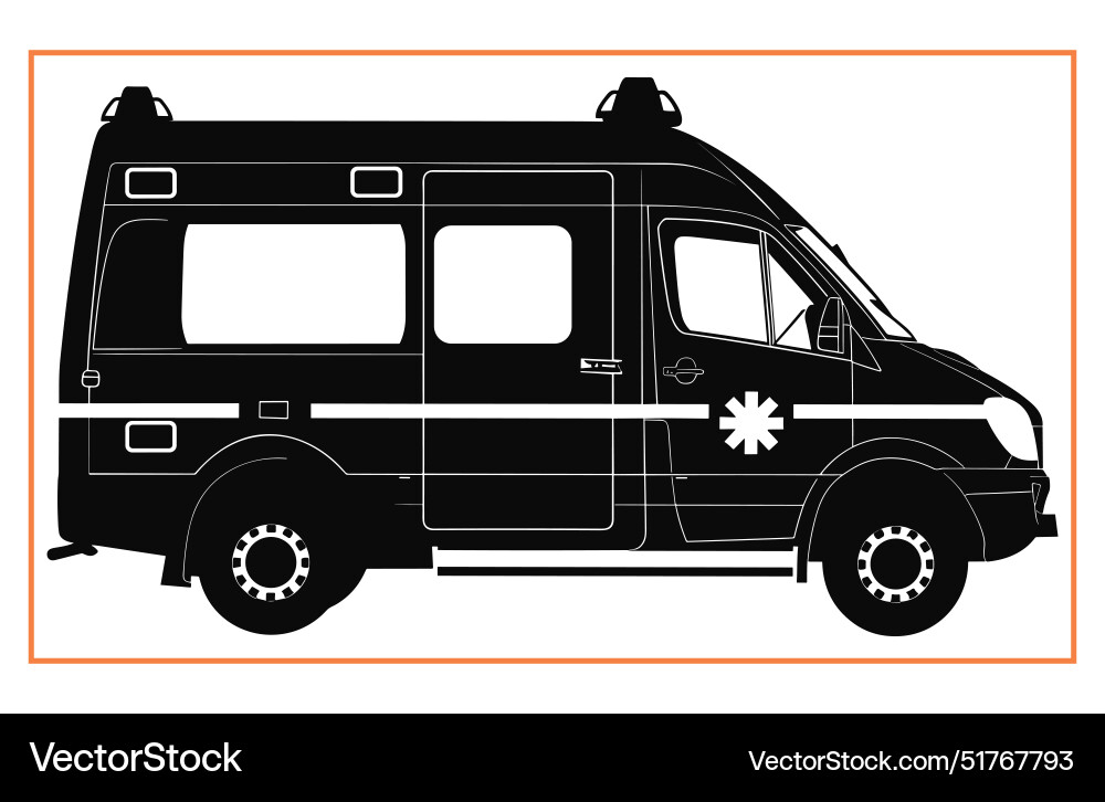 Ambulance silhouette side view Royalty Free Vector Image