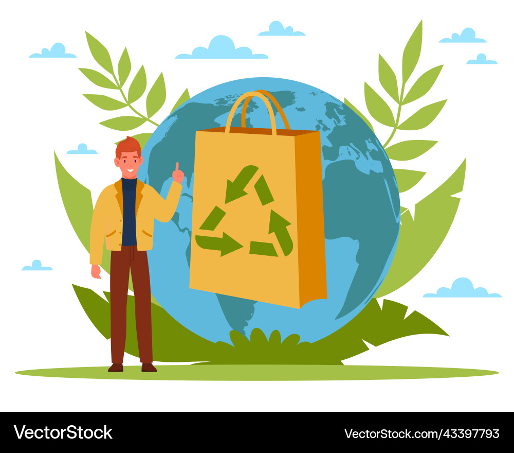 Biodegradable bag ecology of zero waste tiny Vector Image