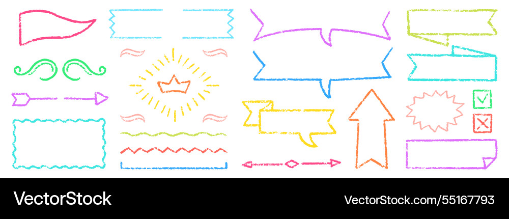 Cute Crayon Scribble Set Royalty Free Vector Image