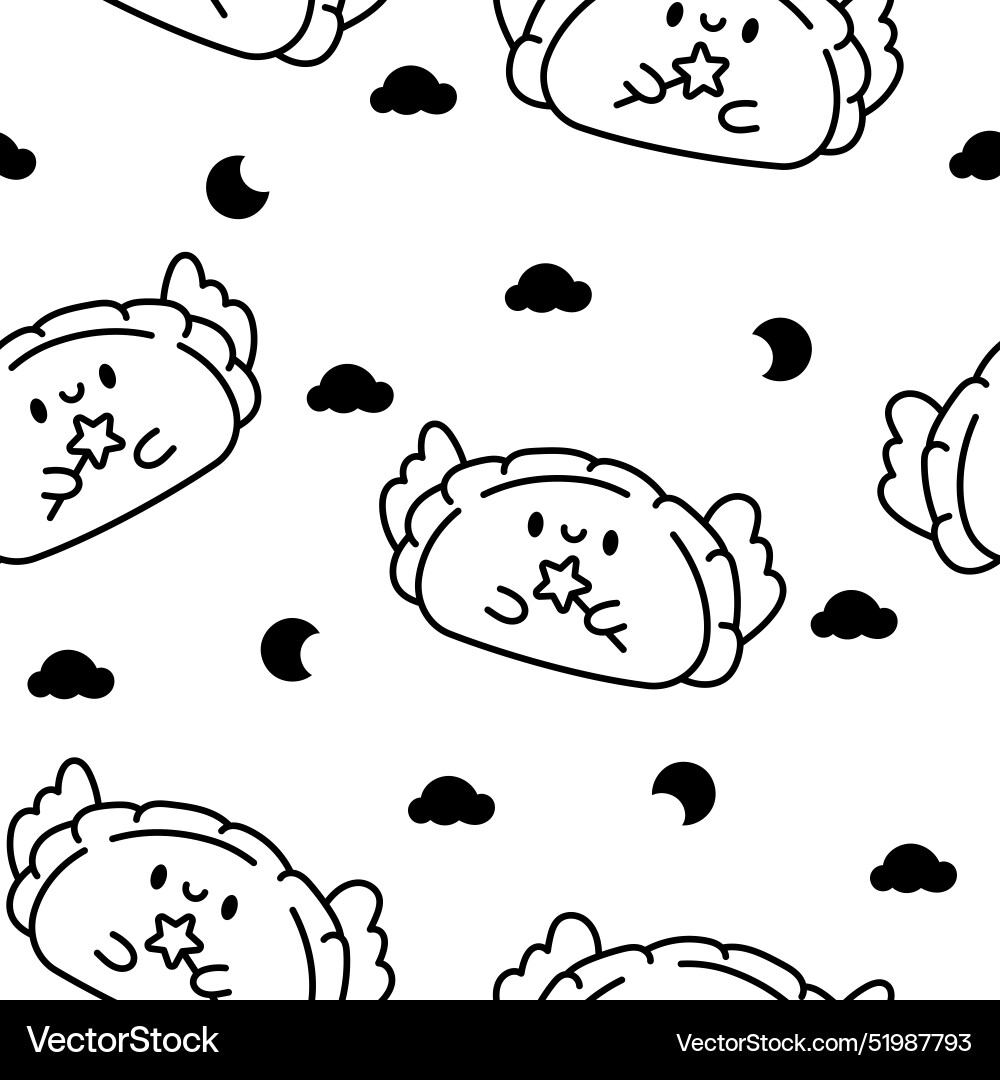 Cute kawaii dumpling seamless pattern coloring Vector Image