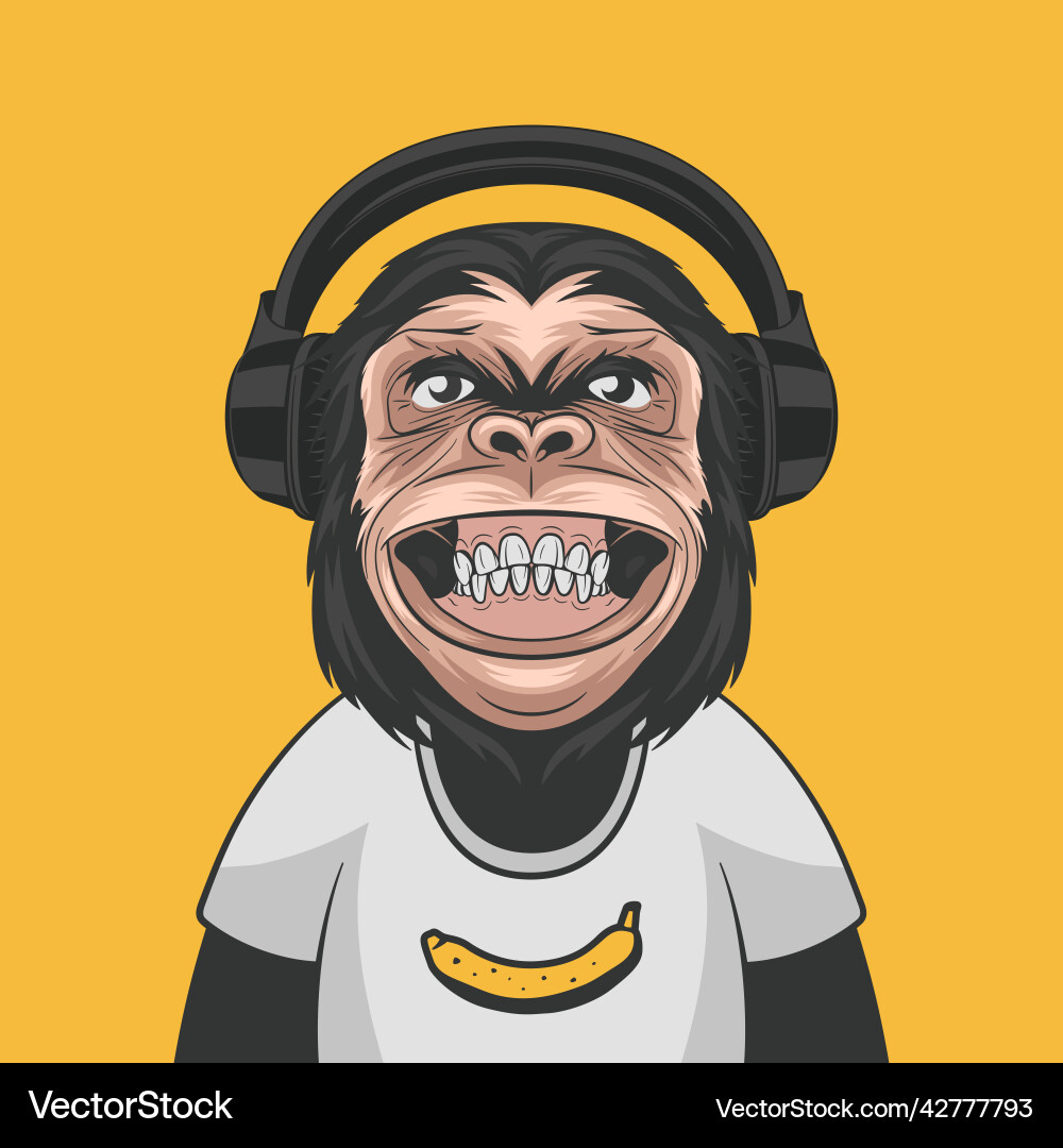 Funny smiling chimpanzee ape Royalty Free Vector Image