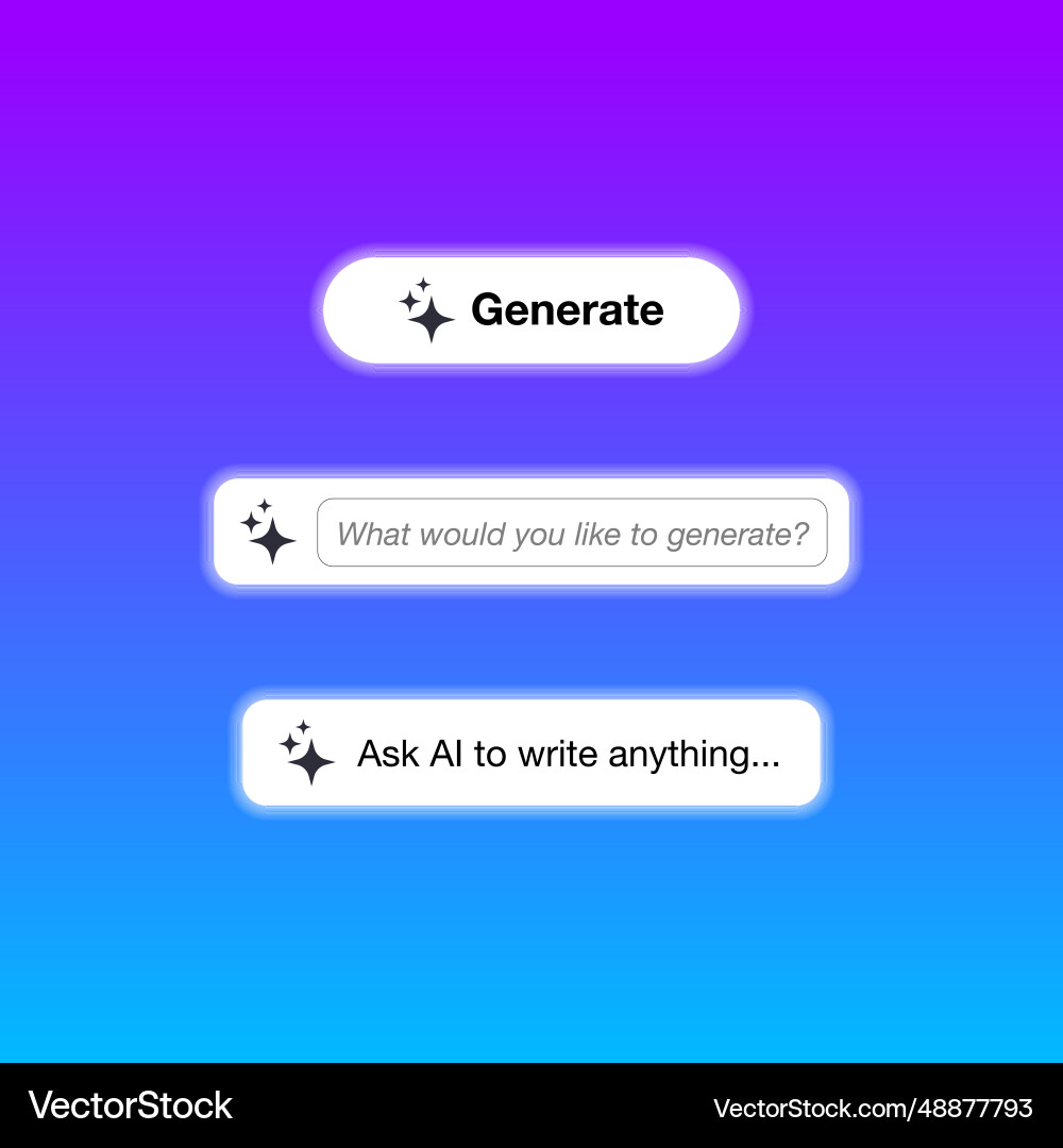 Generate ai buttons template Royalty Free Vector Image