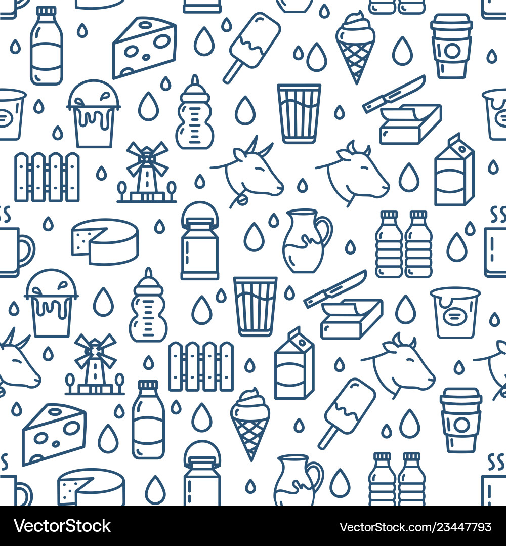 Milk dairy products signs seamless pattern Vector Image