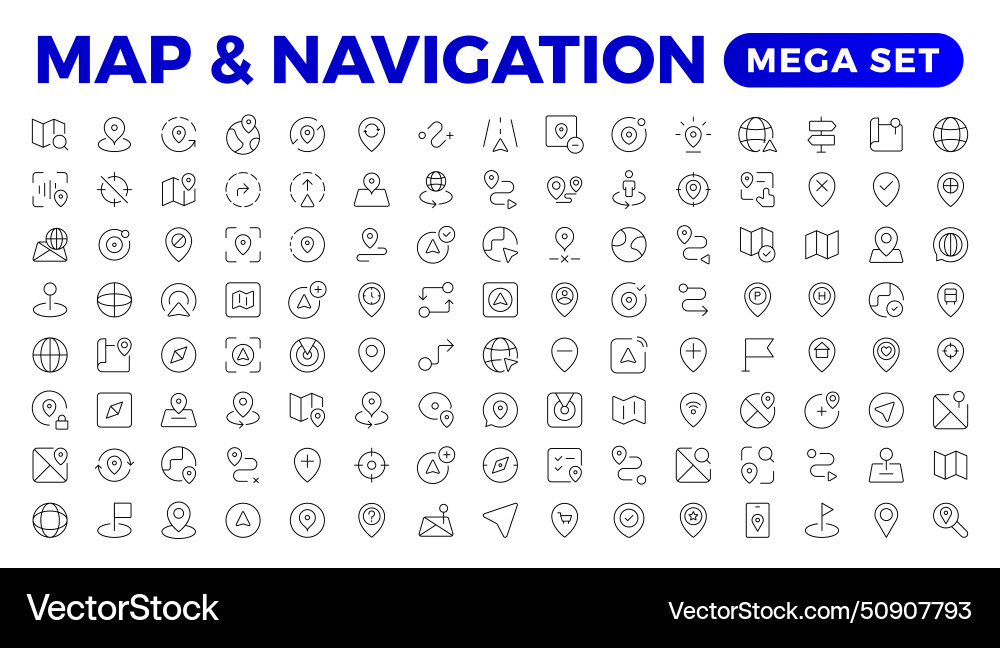 Navigation line icons symbol of map location Vector Image