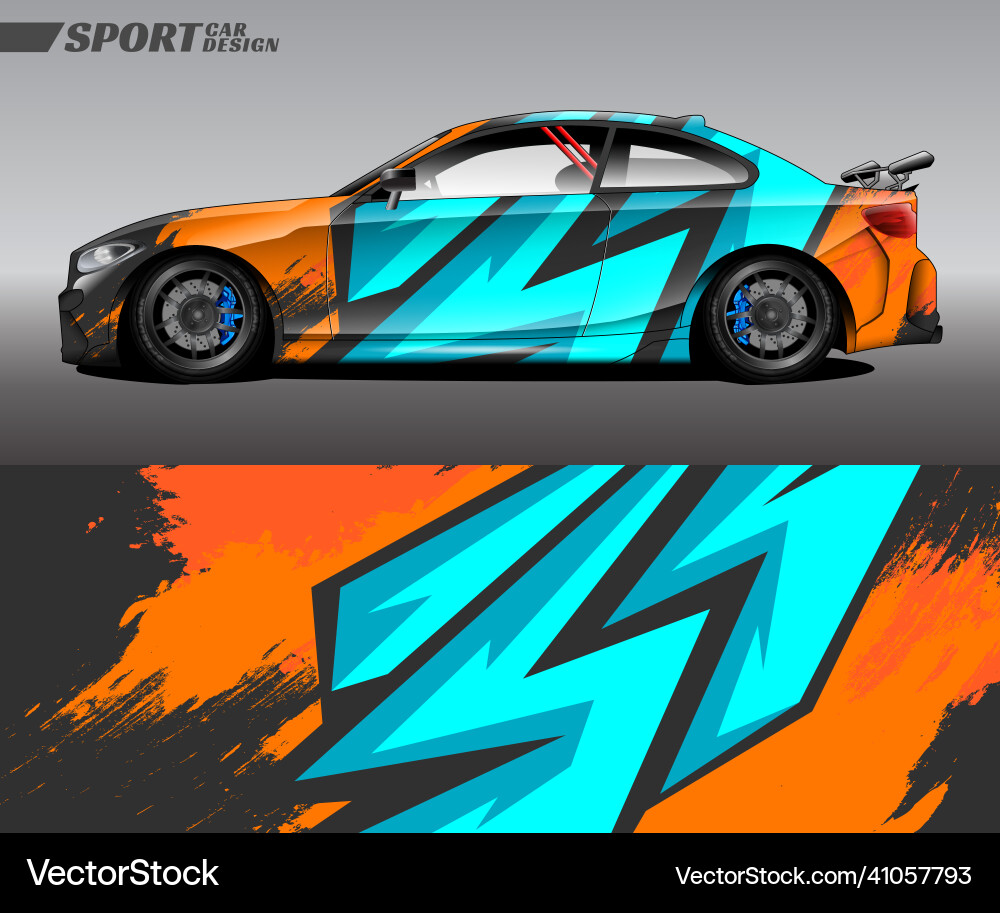 Racing car wrap design with special texture style Vector Image