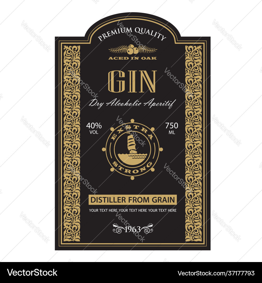 Template gin label Royalty Free Vector Image - VectorStock